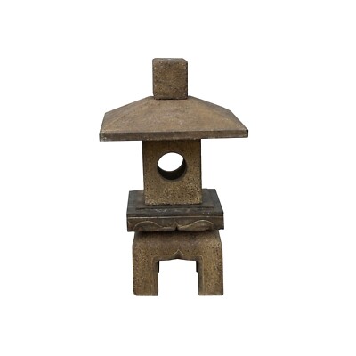 Chinese Gray Brown Square Top Pagoda Shape Garden Stone Lantern ws3646 ...