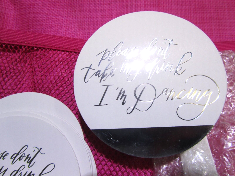 98pc "Please Don’t Take My Drink” Round Cardstock Coasters ~White ...