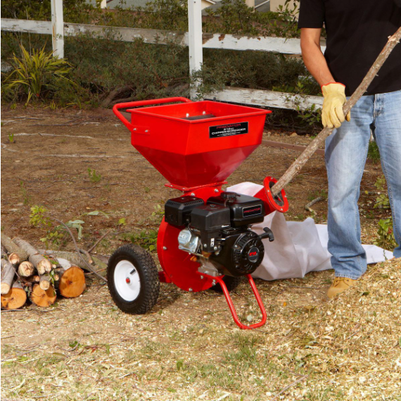 Red Wood Chipper Shredder Mulcher 3" 6.5 HP 212cc Gas + Manual Spark ...