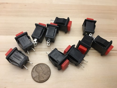 10 Pieces square RED push button switch momentary normally open no boat ...