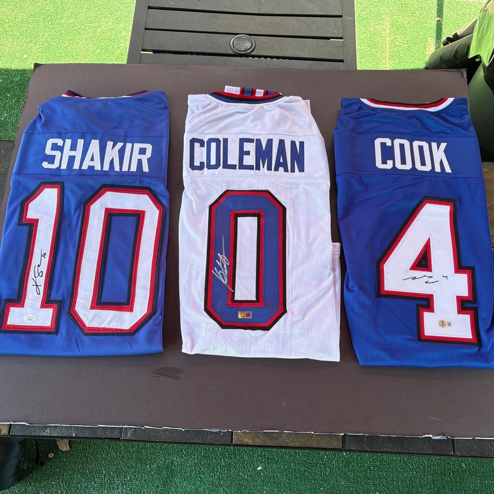 Khalil Shakir-Keon Coleman-James Cook Signed XL Custom Bills Jerseys ...