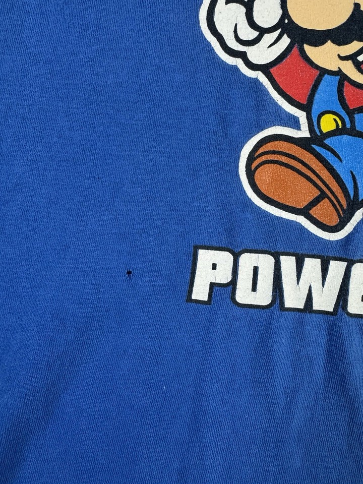Vintage Y2k Mario Power Up Shirt Mens Large Blue Nintendo Luigi Video ...