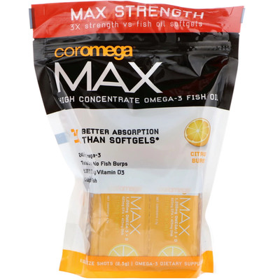 Coromega, Max, High Concentrate Omega-3 Fish Oil, Citrus Burst, 60 ...
