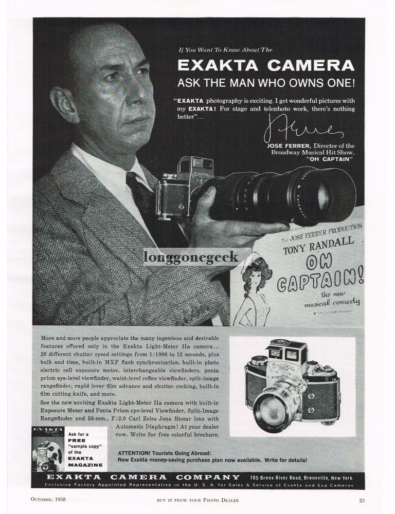 1958 Exakta Light Meter IIa 35mm Viewfinder Camera Jose Ferrer Vintage ...