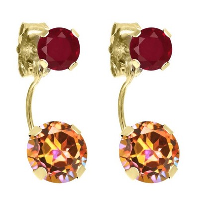 2.50 Ct Round Ecstasy Mystic Topaz Red Ruby 14K Yellow Gold Earrings | eBay