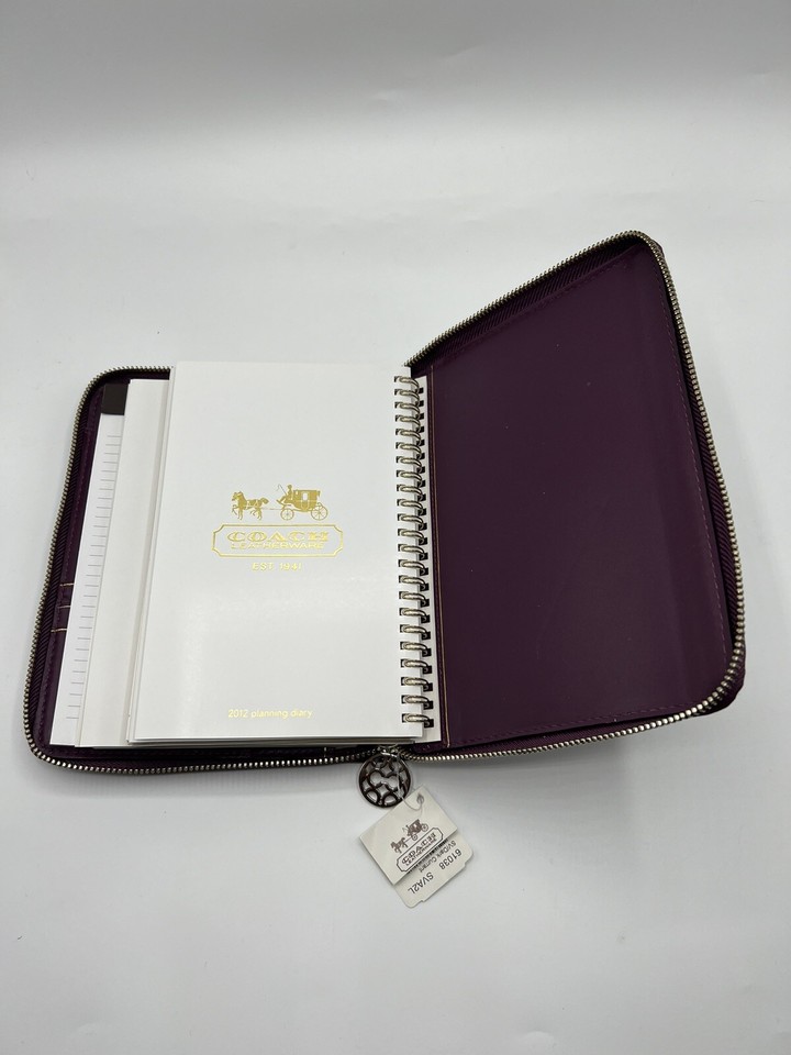 COACH Planner/Agenda Calender SilverTone Plum Purple Travel Zip Up ...