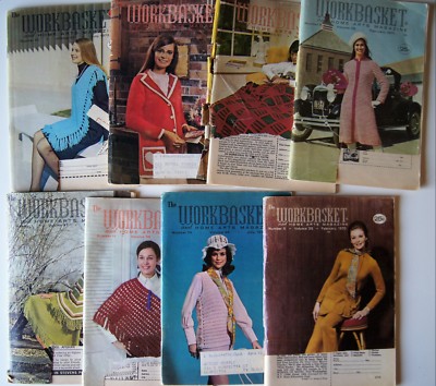 Vintage 70-72 WORKBASKET MAGAZINE Crochet Knitting Recipe Sew Quilt 8 ...