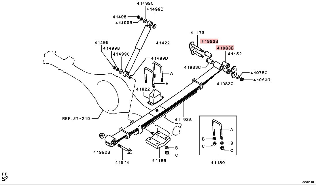 REAR LEAF SPRING HANGER SHACKLE BUSH FOR MITSUBISHI Delica L300 P14V 2. ...