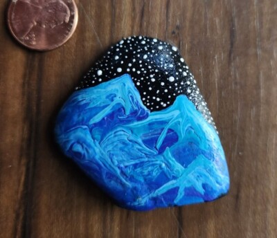 Lake Superior Hand-Painted Stone - Mountain At Night | eBay