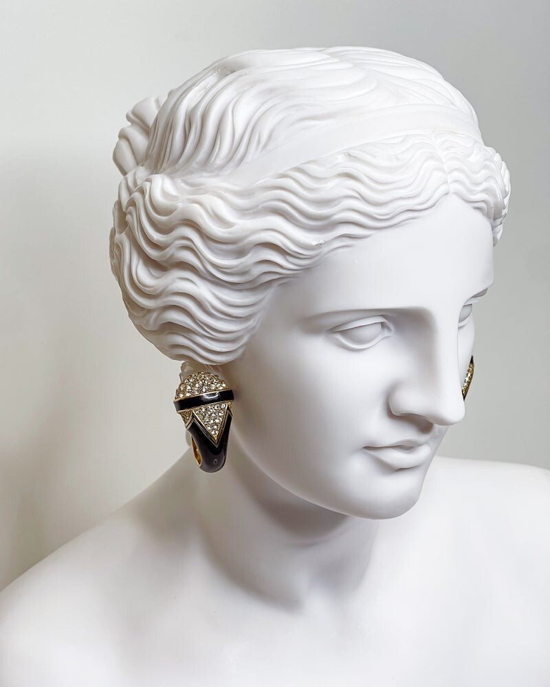 Authentic Vintage Signed Ciner Demi Parure Black Enam… - Gem