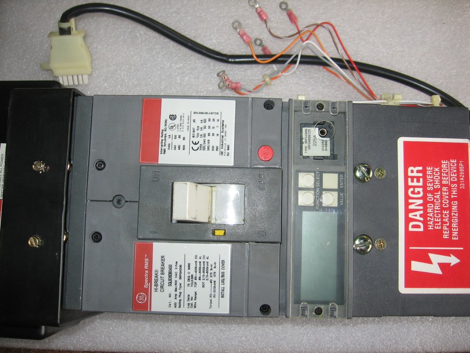 GE Spectra RMS SGLB36DB0400 Molded Case Circuit Breaker 400 Amp w/225 ...