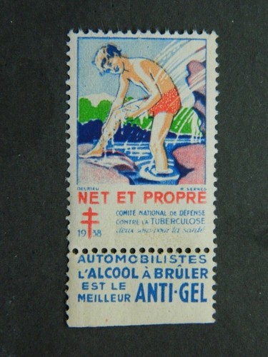 Vignette Défense contre la Tuberculose 1938 Publicité Alcool à brûler ...