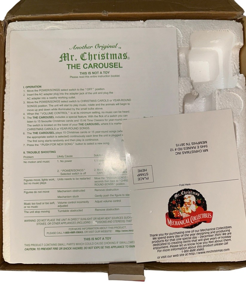 Mr. Christmas Very Merry Carousel Musical Animated Indoor Decor 2007 ...