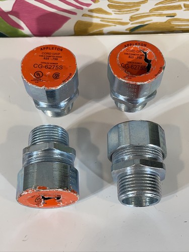 LOT OF 4 Appleton CG-6275S Steel Cord Grip Connector, 3/4" Straight ...