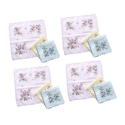 12x Womens Handkerchiefs Soft Hanky Set Assorted Pocket Square Hankies ...