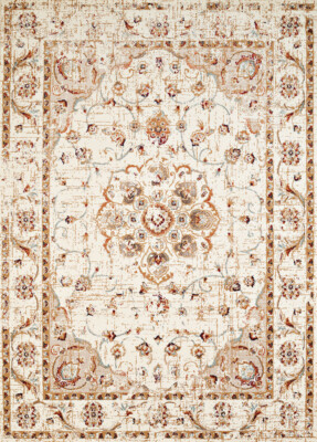 Ivory Floral Vines Pedals Medallion Area Rug 3001-00497 - Aprx 5' 3" x ...
