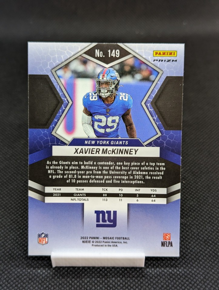 2022 PANINI MOSAIC Xavier McKinney GIANTS GOLD SPARKLE PRIZM SSP Card ...