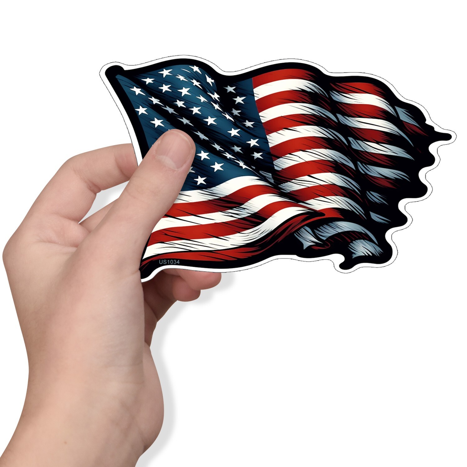Waving USA Flag Stickers - Car Window Bumper American Patriot Vinyl ...