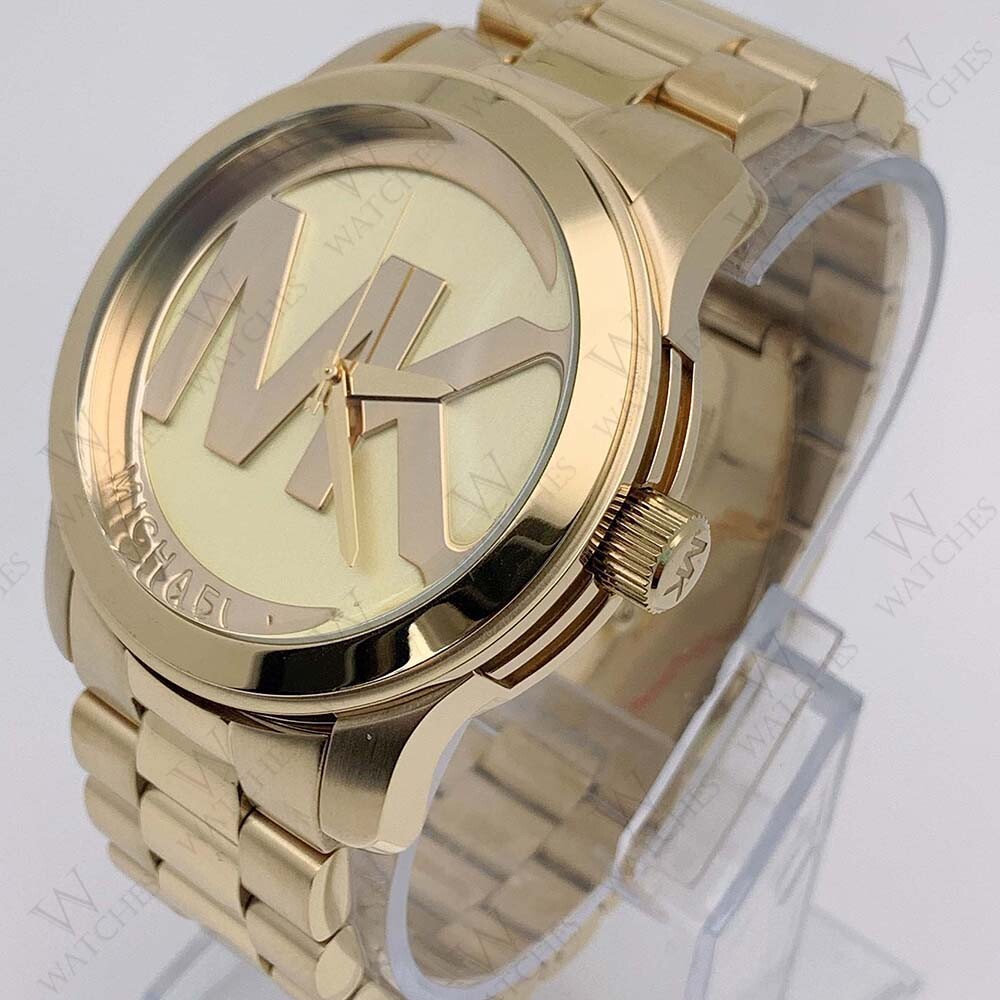 Michael Kors Runway 45mm Gold-Tone Stainless Steel Women's Wristwatch ...