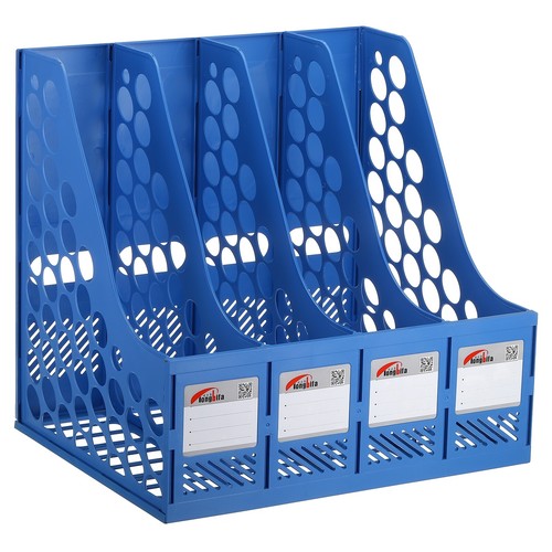 Magazine File Holder, PS Plastic Vertical 4 Compartment Desk Organizer ...