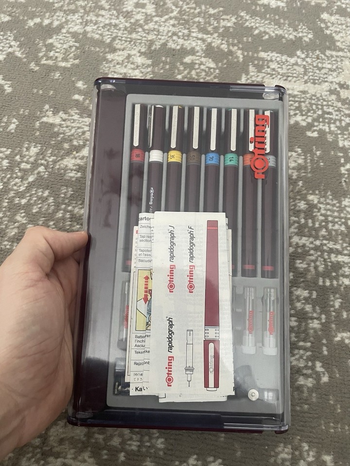 Rotring Rapidograph 8 x Technical Pen Set In Original Case Full set ...