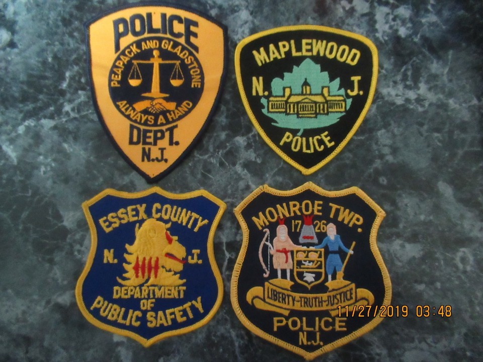 4 new jersey police patches maplewood/monroe/peapack/essex for display ...