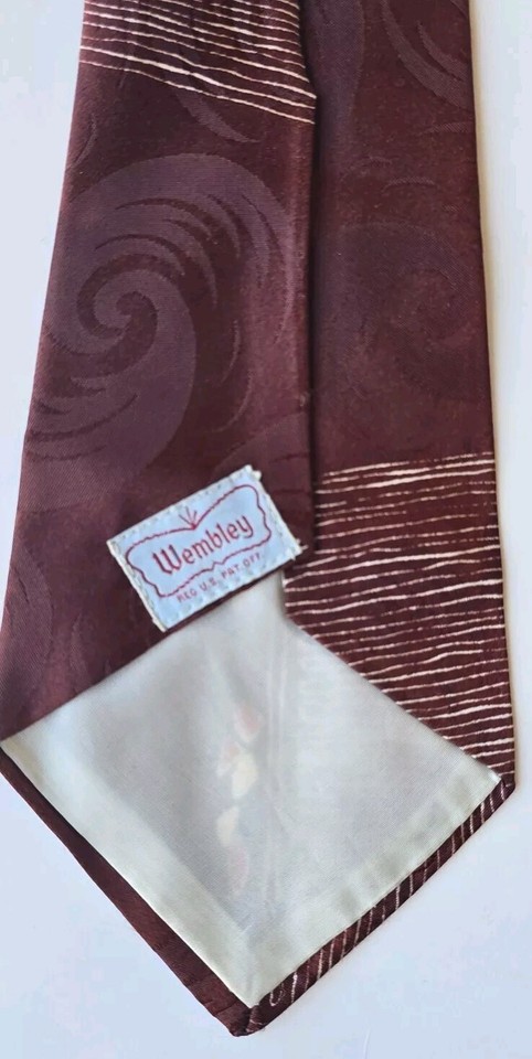 Vintage WEMBLEY Tie Vtg 30s 40s Neck Tie WW2 Maroon Art Deco Novelty ...