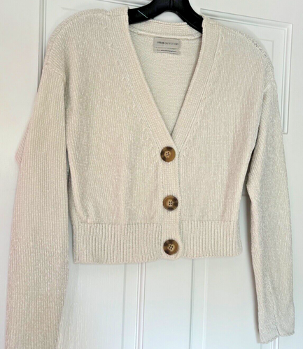 Winter White Ivory Urban Outfitters Button Sweater Cardigan Cropped S ...