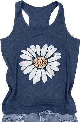 Daisy Tank Top for Women Flower Graphic Racerback Tank Tops Summer ...