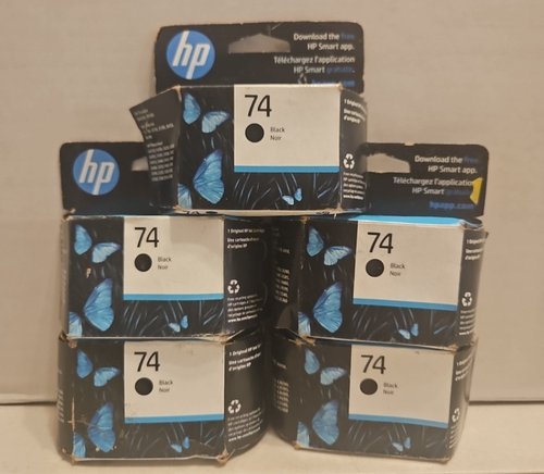 HP 74 Black Ink Cartridges - Lot Of 5 - New (exp 10/2024) B | eBay