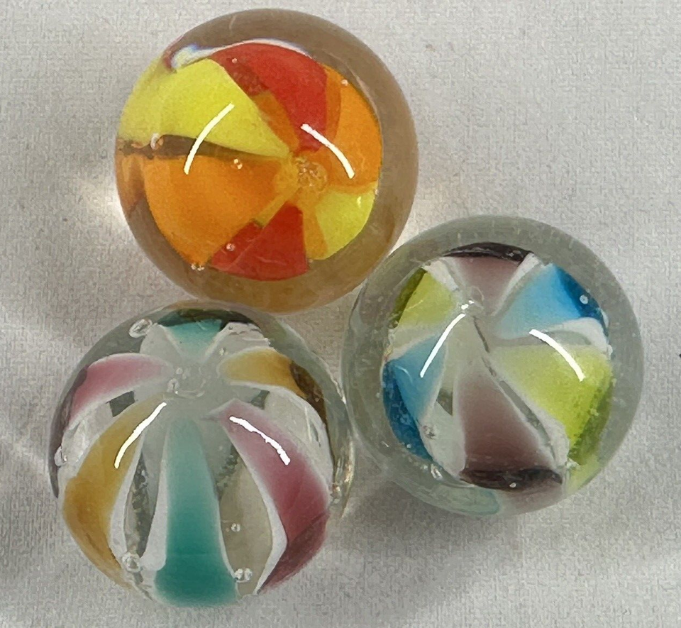 3 BEACH BALL 16mm (5/8") Red, Yellow, Orange, Blue Handmade Art ReGlass ...