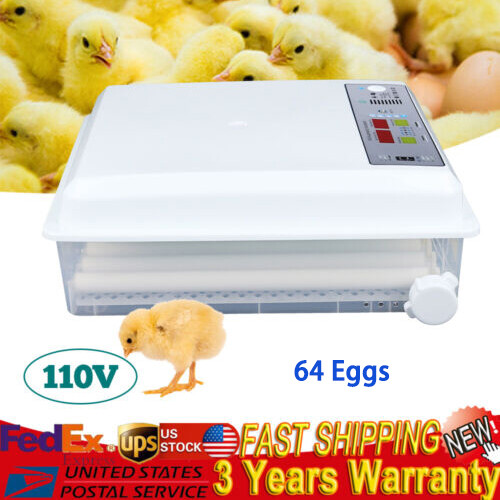 64 Eggs Incubator Digital Automatic Turning Hatcher Chicken Farm ...