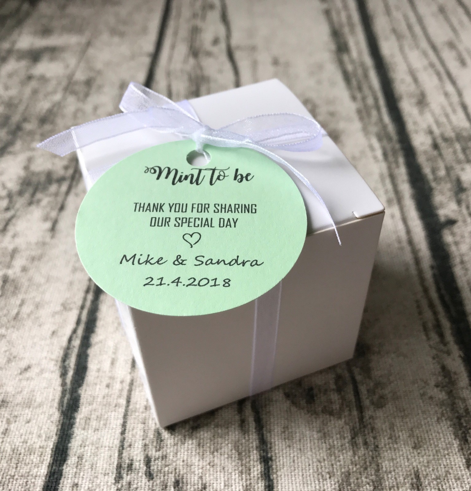 40x Mint To Be White Wedding Favor Boxes Thank You Gift Boxes ...