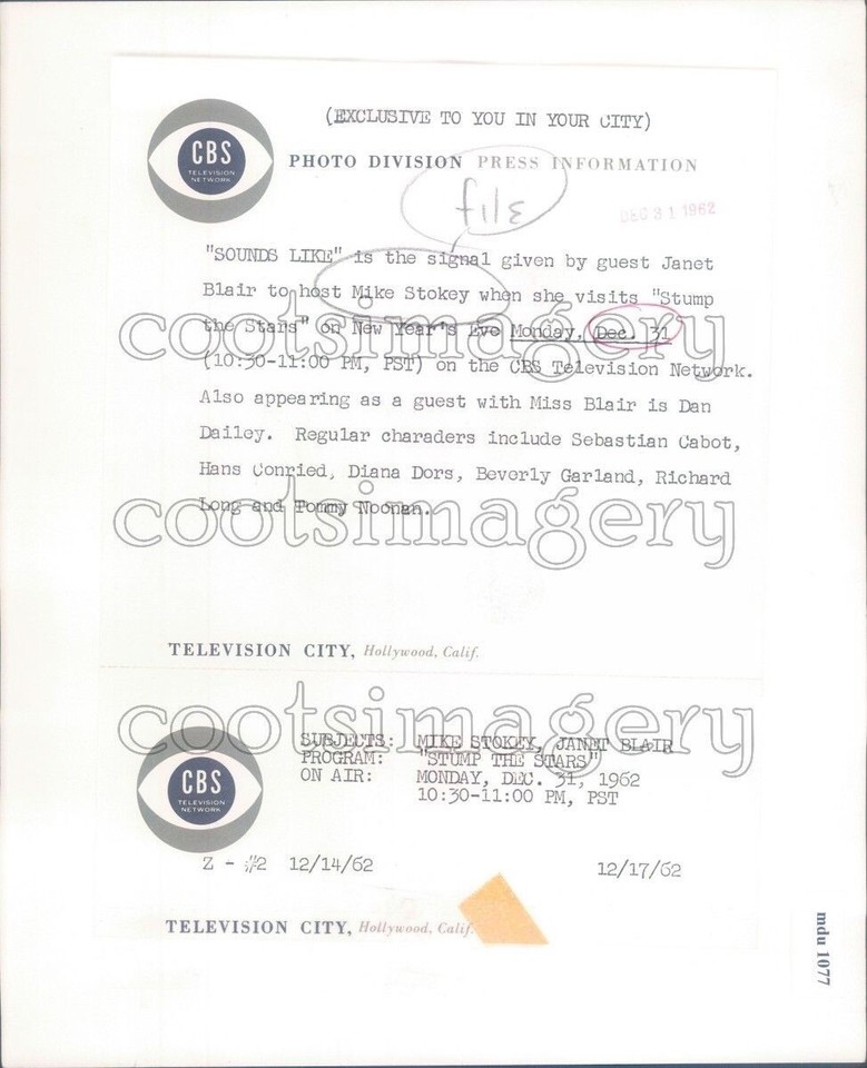 1962 Press Photo MIke Stokey Janet Blair Stump The Stars 1960s TV | eBay