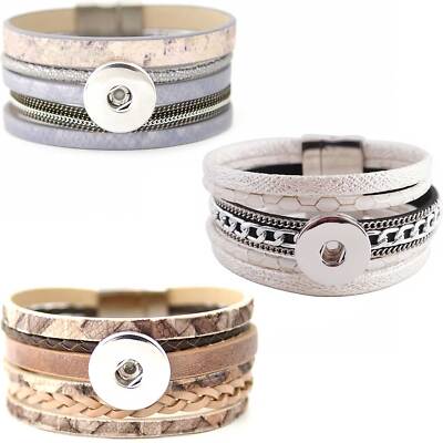 Leather 8 in. Magnetic Snap Jewelry Ginger Charm Bracelet Fits 18MM ...