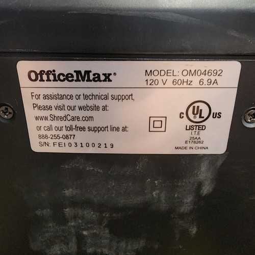 OfficeMax OM04692 16 Sheet Micro Cut Shredder | eBay