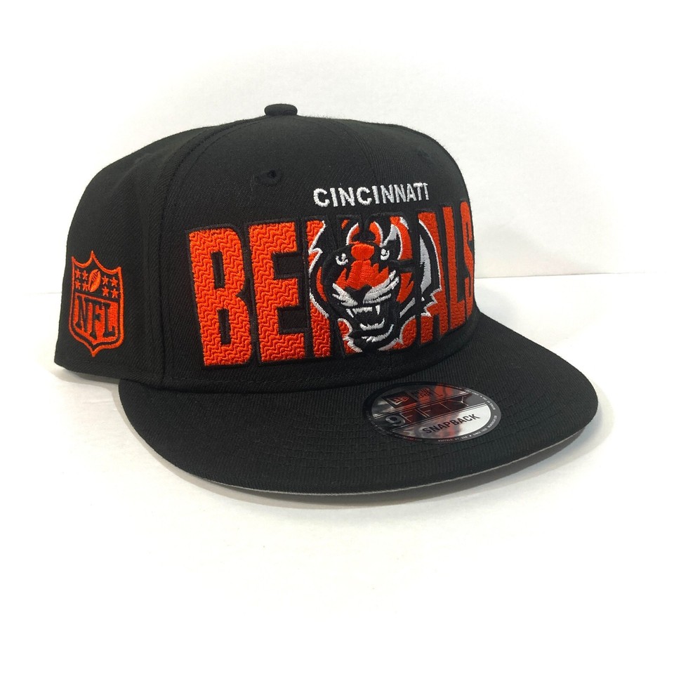 CINCINNATI BENGALS 2023 NFL DRAFT SNAPBACK HAT black BIG LOGO spellout ...