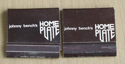 2 Johnny Bench Home Plate Restaurant Full Match Book Covers Matchbooks ...