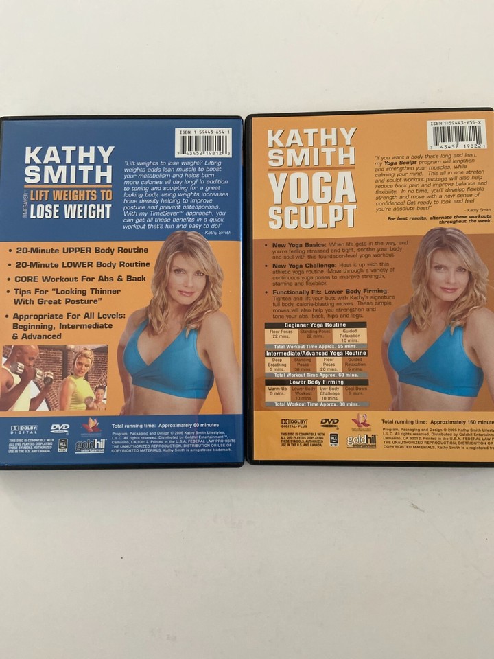 Kathy Smith Exercise DVDs Lot of 2 Yoga Sculpt & Lift Weights to Lose Weight VG | eBay