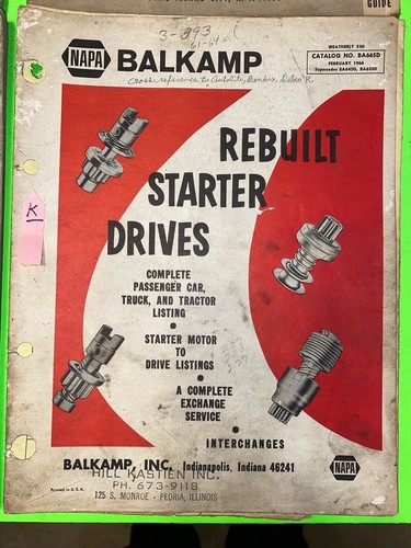 Balkamp starter drive catalogue, 15 pages, 1966. Item: 18229 | eBay