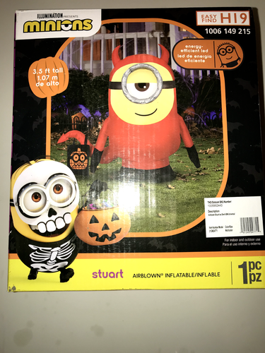 Minions Stuart Red Devil Inflatable Halloween Airblown 3.5ft Gemmy ...