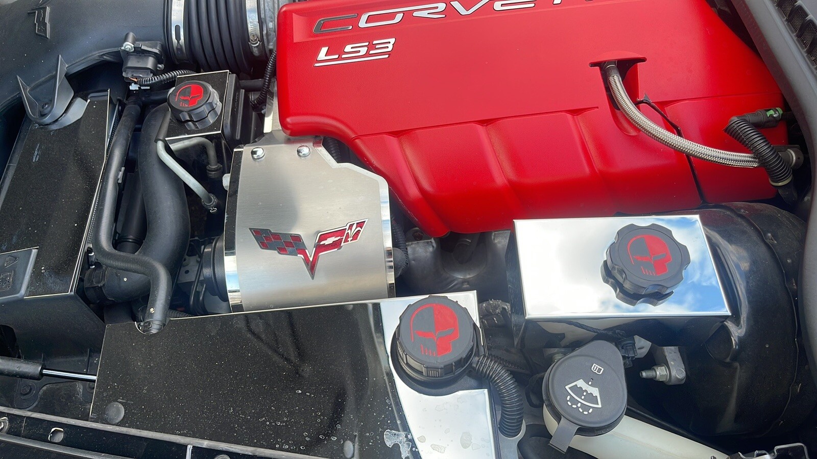 C6 Corvette red Jake Skull Engine Cap Decals | eBay