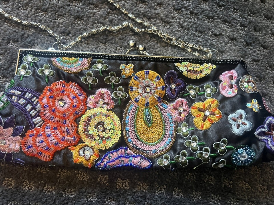 Handmade Beaded Purse Beautiful Sequin Embroidered Vintage | eBay