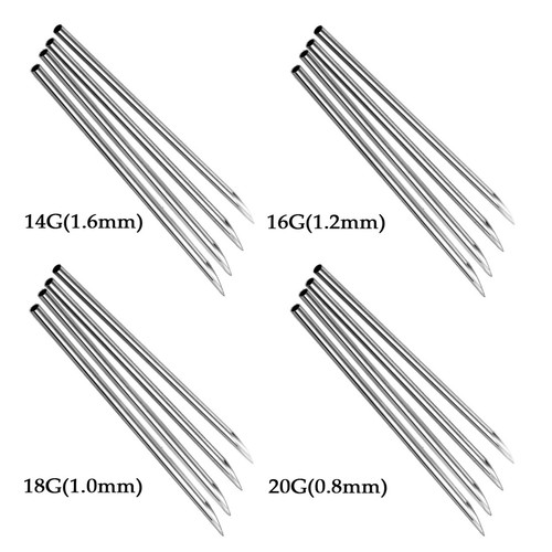 Surgical Steel PIERCING NEEDLES Ear Nose Lip Body Piercing 12G 14G 16G ...
