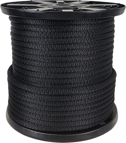 1/2 Inch Black Dacron Polyester Rope - 250 Foot Spool | Solid Braid ...
