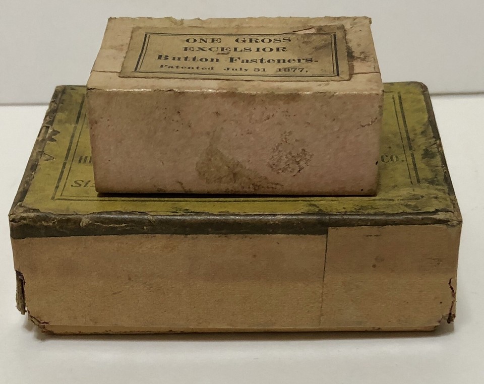 2 Antique 1800s Button Boxes - Henry Bromschwig Tailors Trimming, 1877 ...