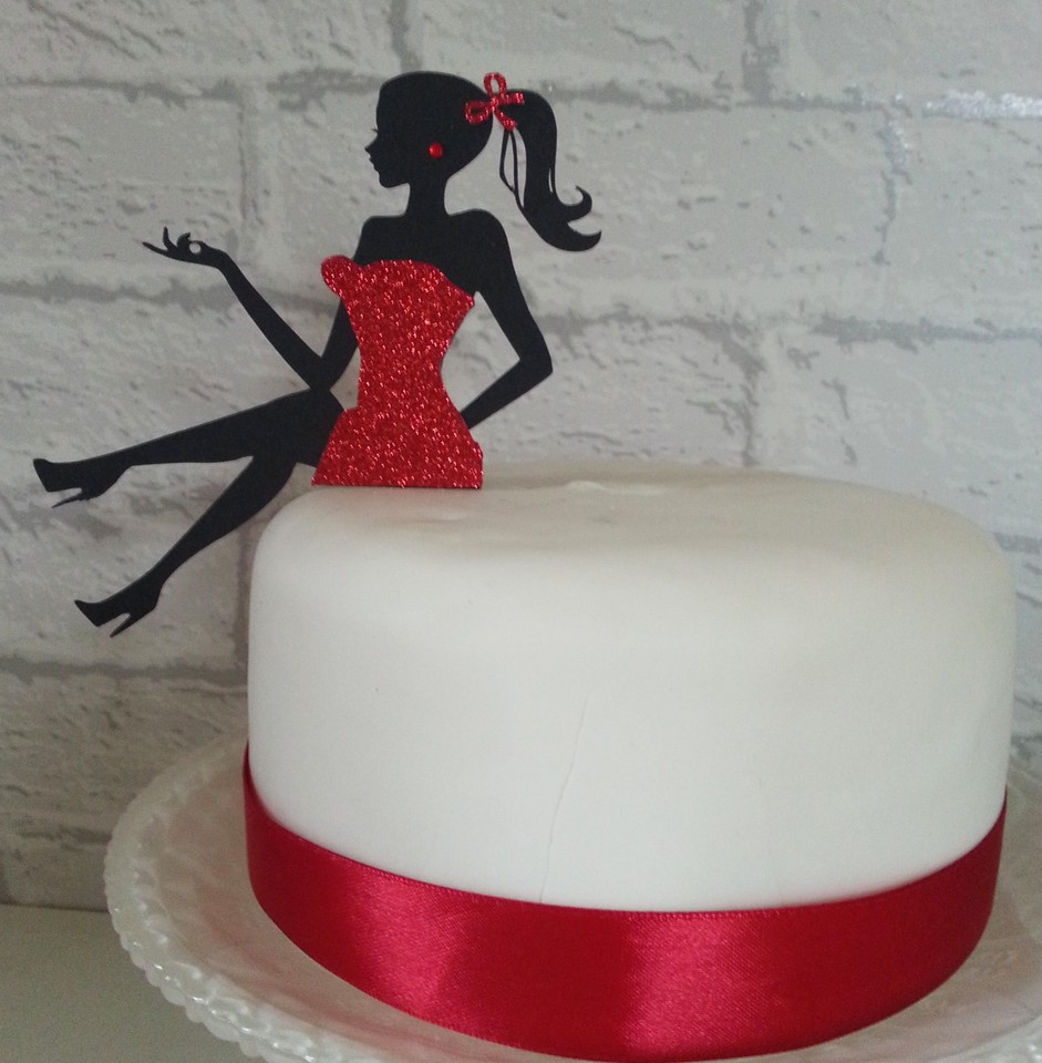 Elegant silhouette XL Lady & sparkly dress Birthday Celebration Cake ...