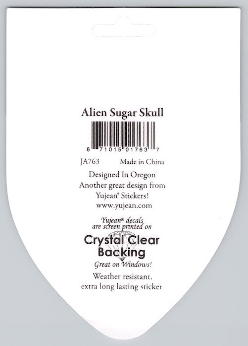 Green Big Eye Alien Sugar Skull Head Die-Cut Decal Sticker New Grey UFO ...