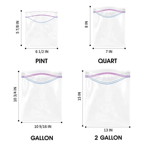 Food Storage Zip-lock Bags, Thick & Double Zipper Seal, Food Grade ...