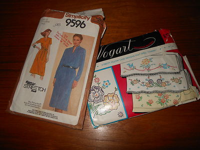 VINTAGE SIMPLICITY DRESS PATTERN 9596 SIZE 0 & VOGART PILLOWCASE ...
